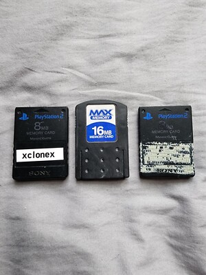 Lot of (3) Sony PlayStation 2 Memory Cards PS2 (2) 8MB SCPH-10020 & (1 ...