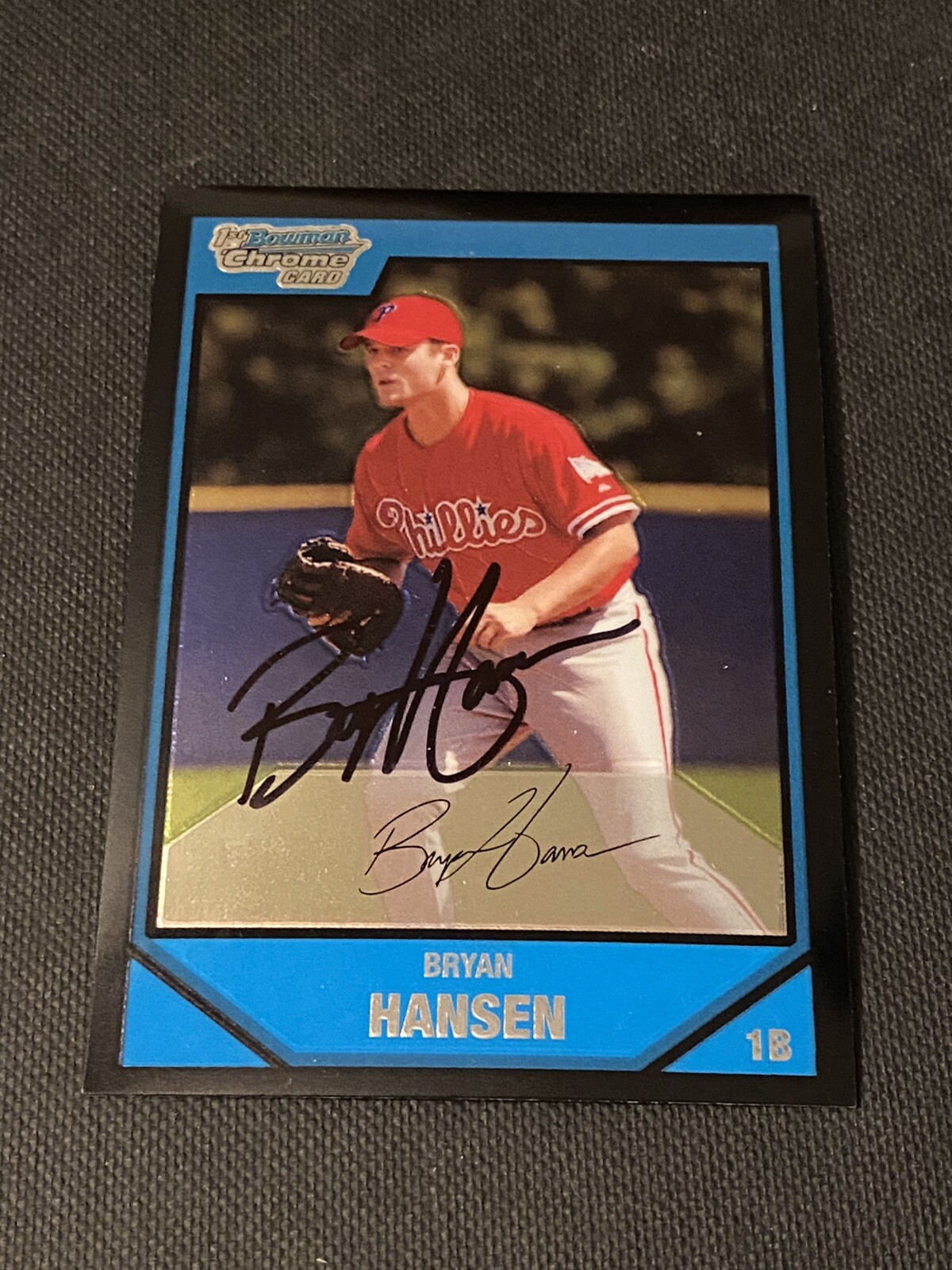 Bryan Hansen Signed 2007 Bowman Prospects Chrome Card Auto Phillies ...