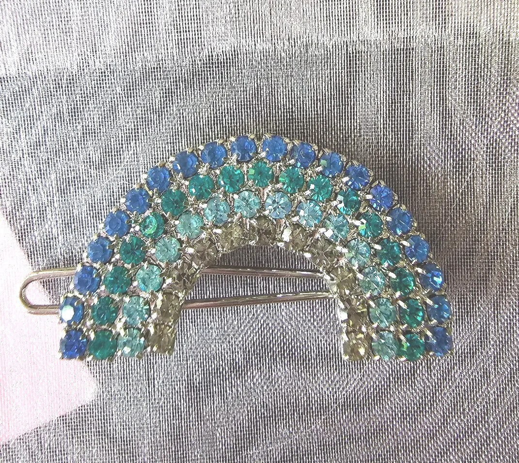 Tarina TARANTINO Rainbow Blue/Green Swarovski BARRETTE Brand New Never ...