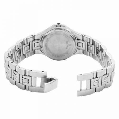 NEW Bulova Women's 96R04 Quartz 16 Diamond Accent Stainless Steel Round ...