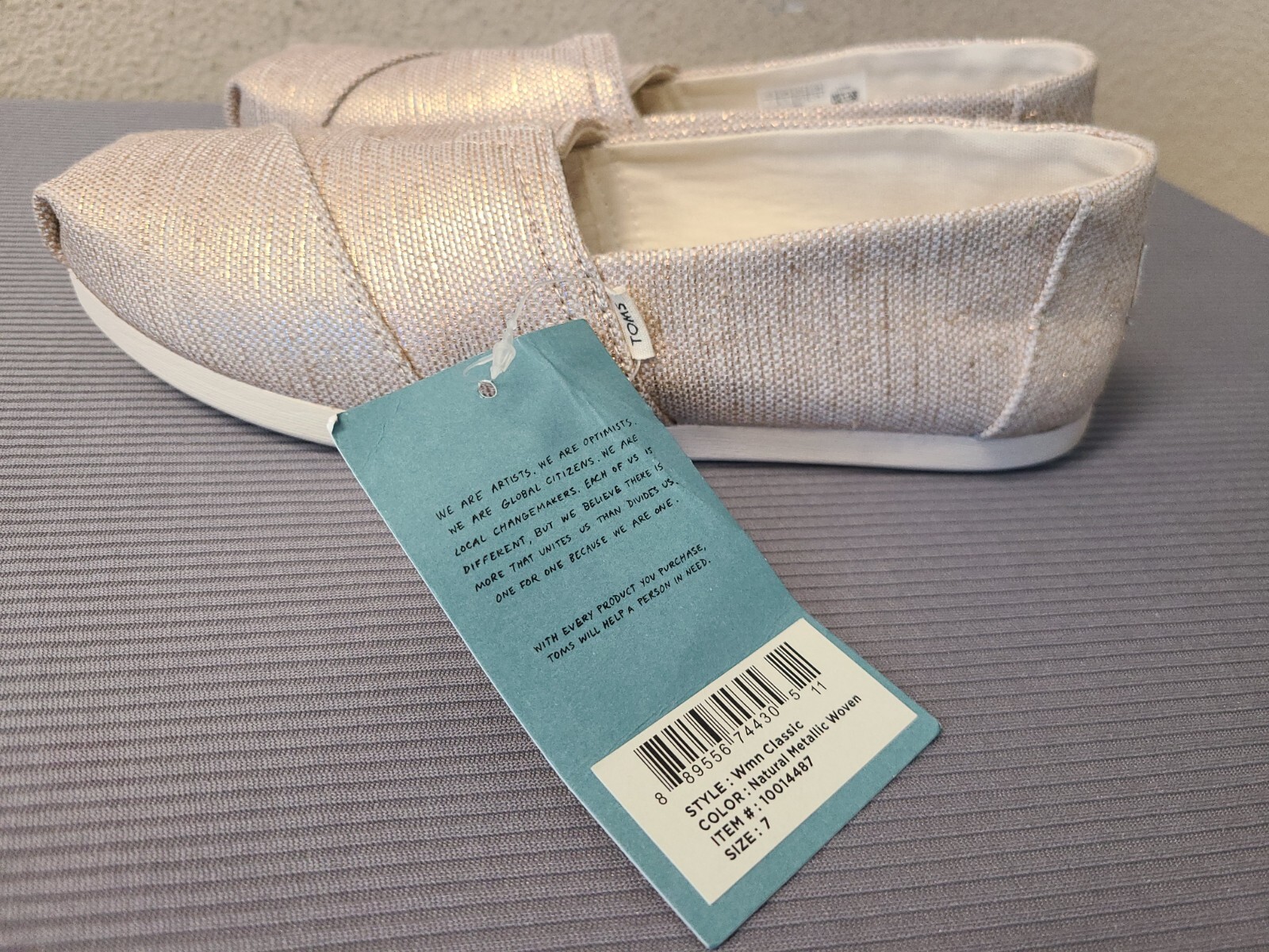 TOMS Womens Alparagata Beige Casual Flats Size 7 (4105108) NWT FREE ...