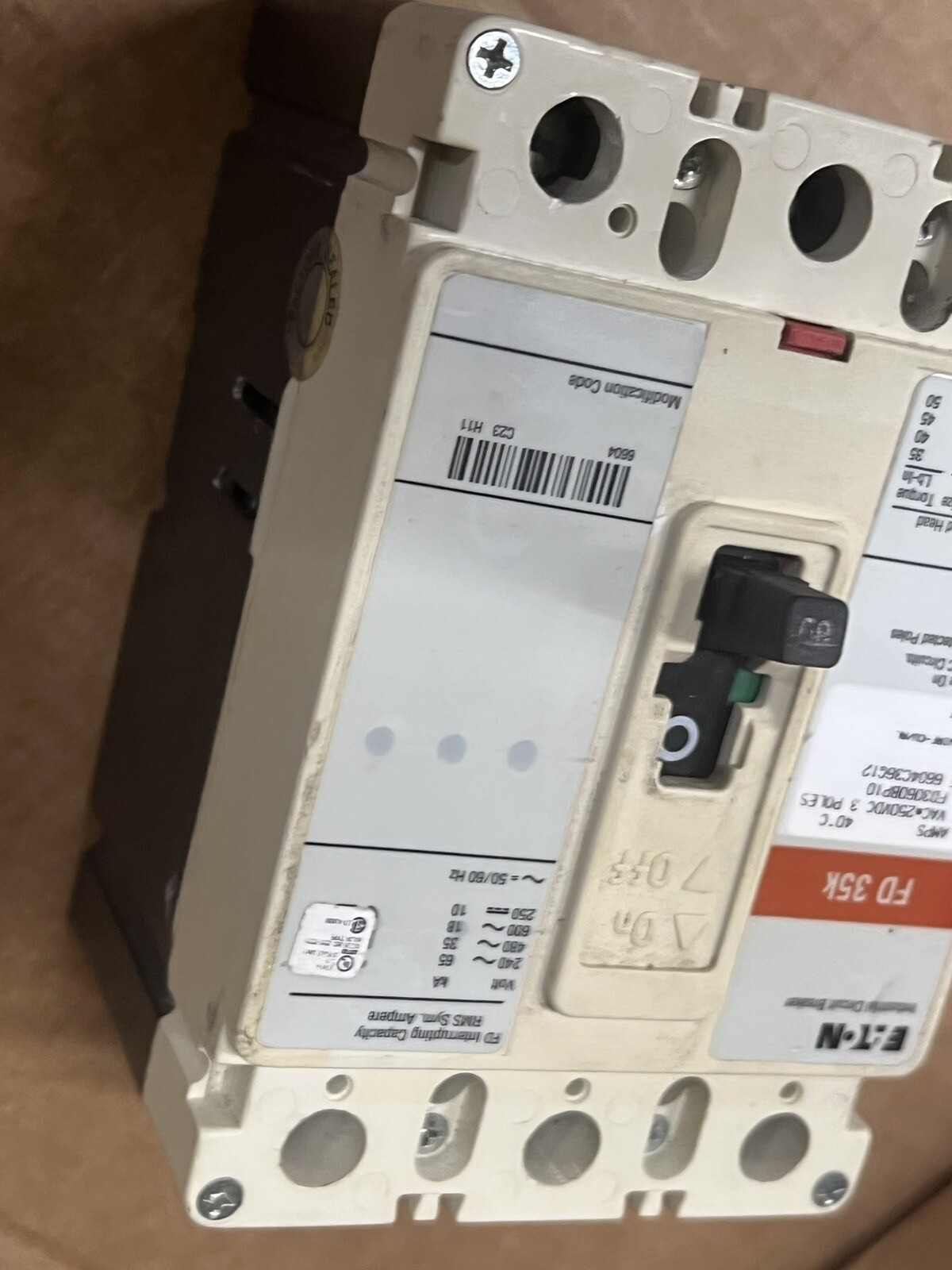 Eaton FD3060BP10 Fuse Circuit Breaker Cutler-hammer 3 Phase Three Pole ...