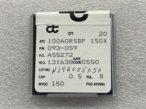 (5 PIECE LOT) 100A0R5BP150X, Cap Cer 0.5pF 150V +90±20ppm/C 0.1pF Pad ...