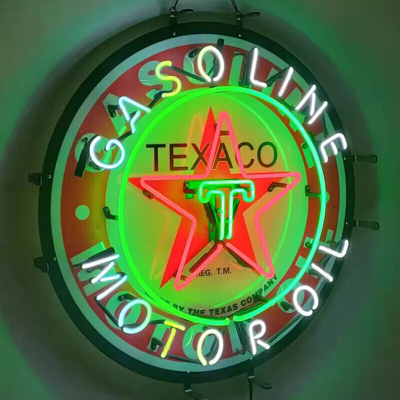 18"x18" Texaco Gasoline Neon Sign Gas Station Wall Decor HD Printing ...