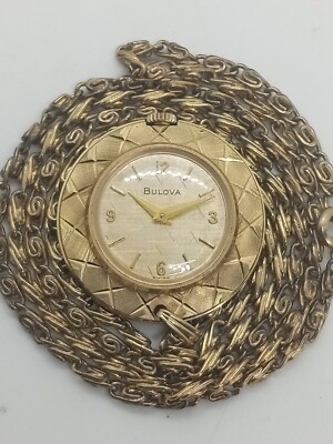 BULOVA, Women's, Round Pendant Watch, 17 Jewels, Mechanical, 12k GF ...