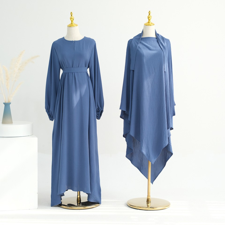 2pcs Overhead Large Hijab Women Prayer Dress Set Muslim Burqa Ramadan ...