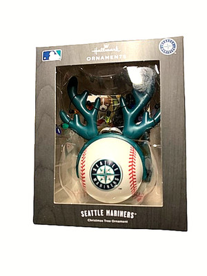 Hallmark Seattle Mariners Xmas Antlers Ball MLB Black Box Xmas Ornament ...