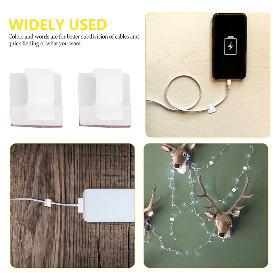120 Pcs Cord Management Clips Cable Organizer Adhesive Holders Wire ...