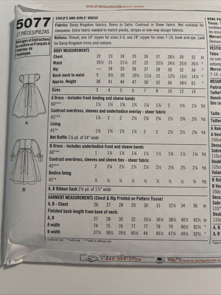 Uncut Simplicity 5077 Sewing Pattern VTG Daisy Kingdom Girls Party ...