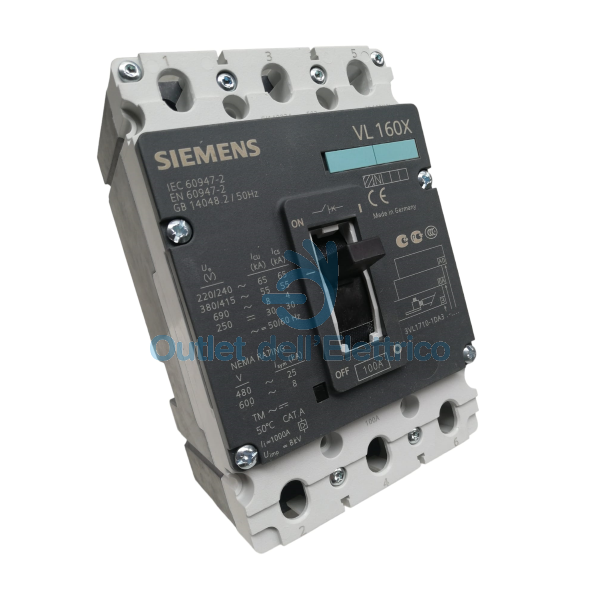 Siemens 3VL17101DA330AA0 Switch Automatic VL160X N 3X100A 55KA ...