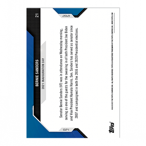 2020 TOPPS NOW BERNIE SANDERS INAUGURATION CARD #21 MITTENS MASK MEME ...