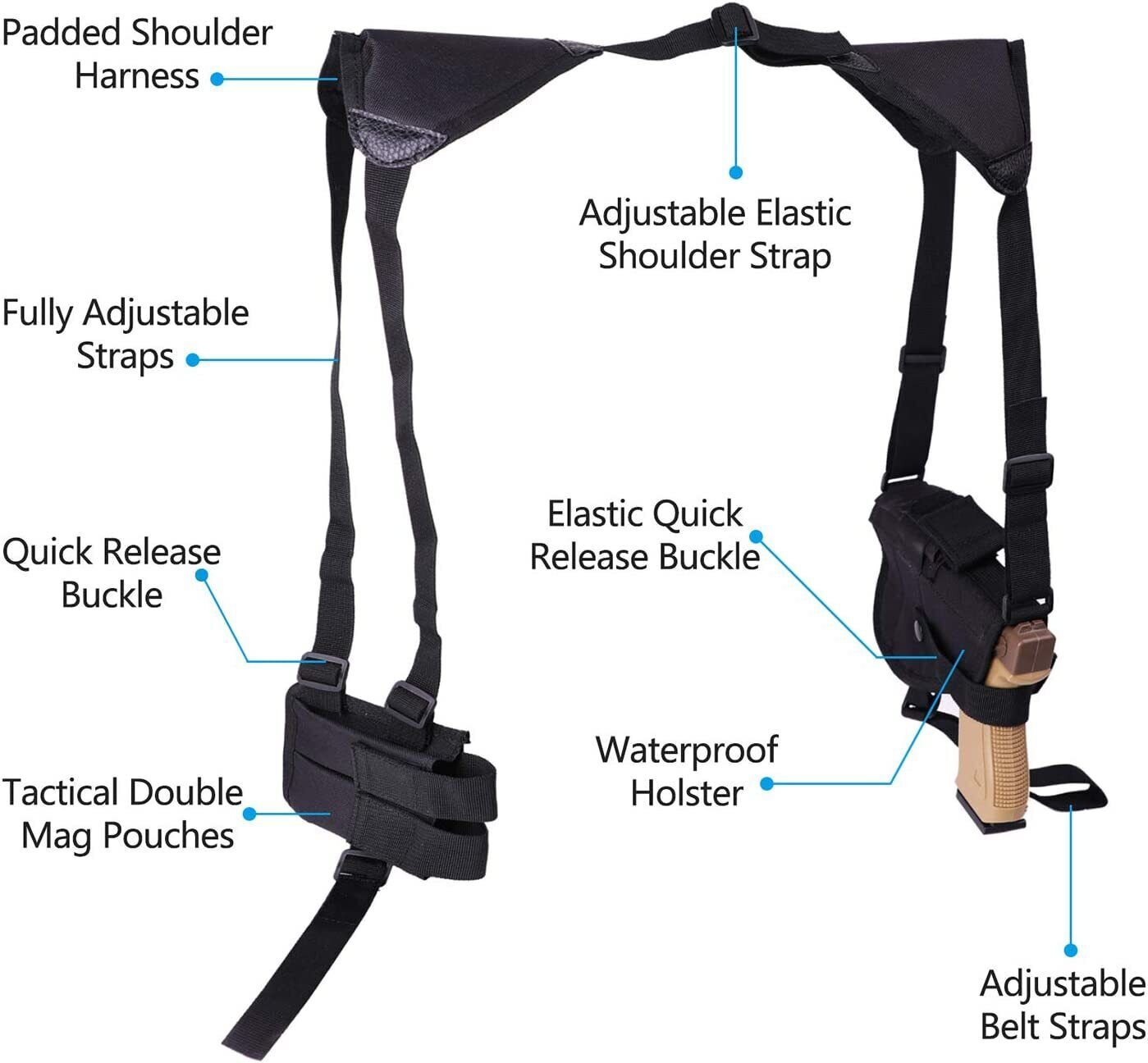 Concealed Carry Shoulder Holster Adjustable Underarm Gun Pouch for ...