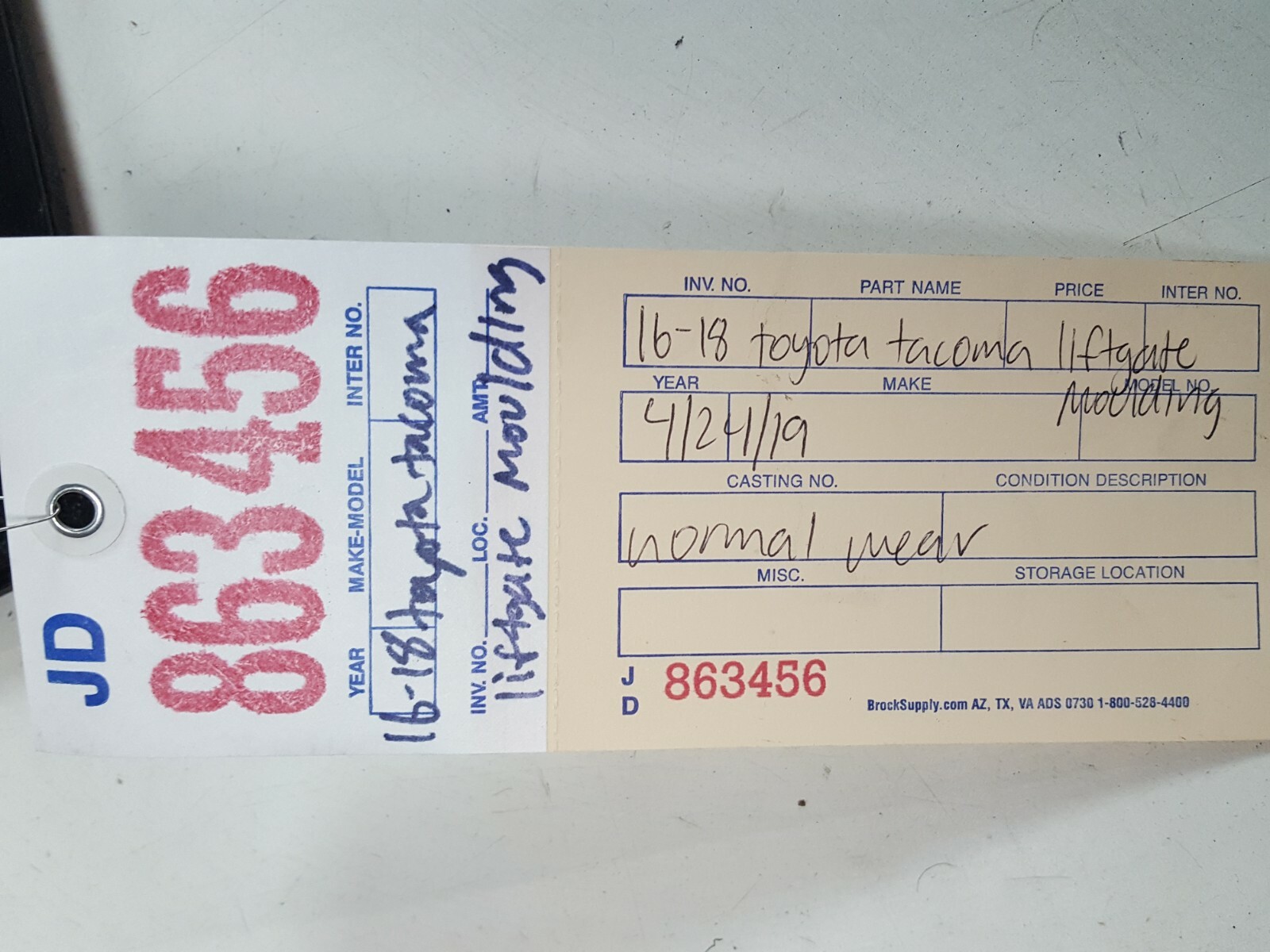 2016-2018 TOYOTA TACOMA TAIL GATE MOULDING LINER USED OEM 65717-04030 ...