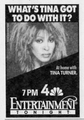 1986 TV AD ~ AT HOME WITH TINA TURNER on ENTERTAINMENT TONIGHT | eBay