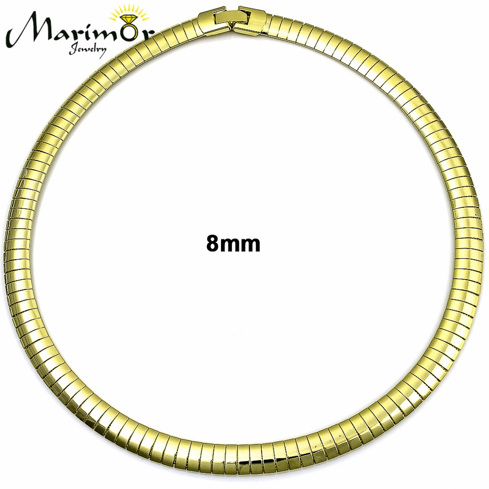 Stainless Steel Omega Chain Necklace Chocker 16 Inch Long Gold or ...