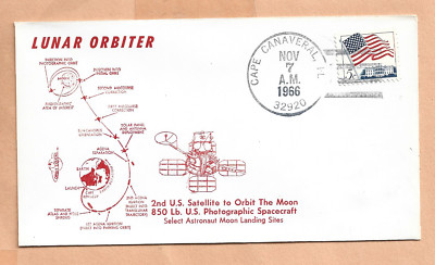 LUNAR ORBITER 2nd SAT TO ORBIT MOON NOV 7,1966 CAPE ORBIT SPACE COVER ...