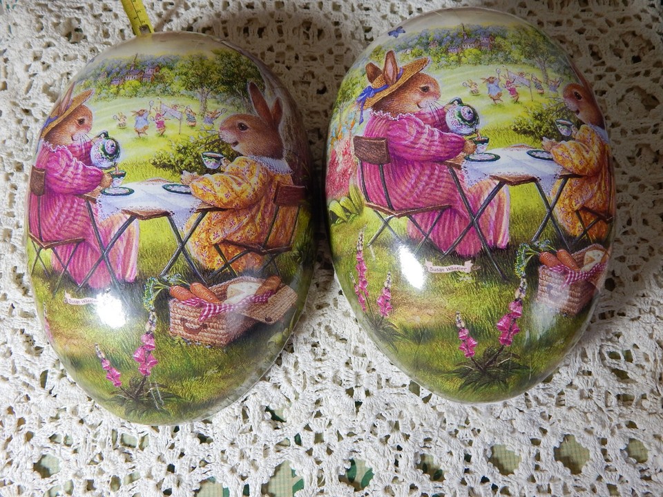 Large 9" Erzgebirge Paper Mache Easter Egg Germany Susan Wheeler Candy ...