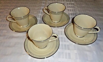 Set of 4 Lenox China Charleston Pattern Coffee Cups and Saucers | eBay