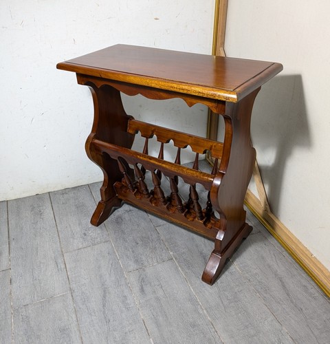 Vintage Rustic Solid Wood Side Telephone Table with Magazine Rack Shelf ...