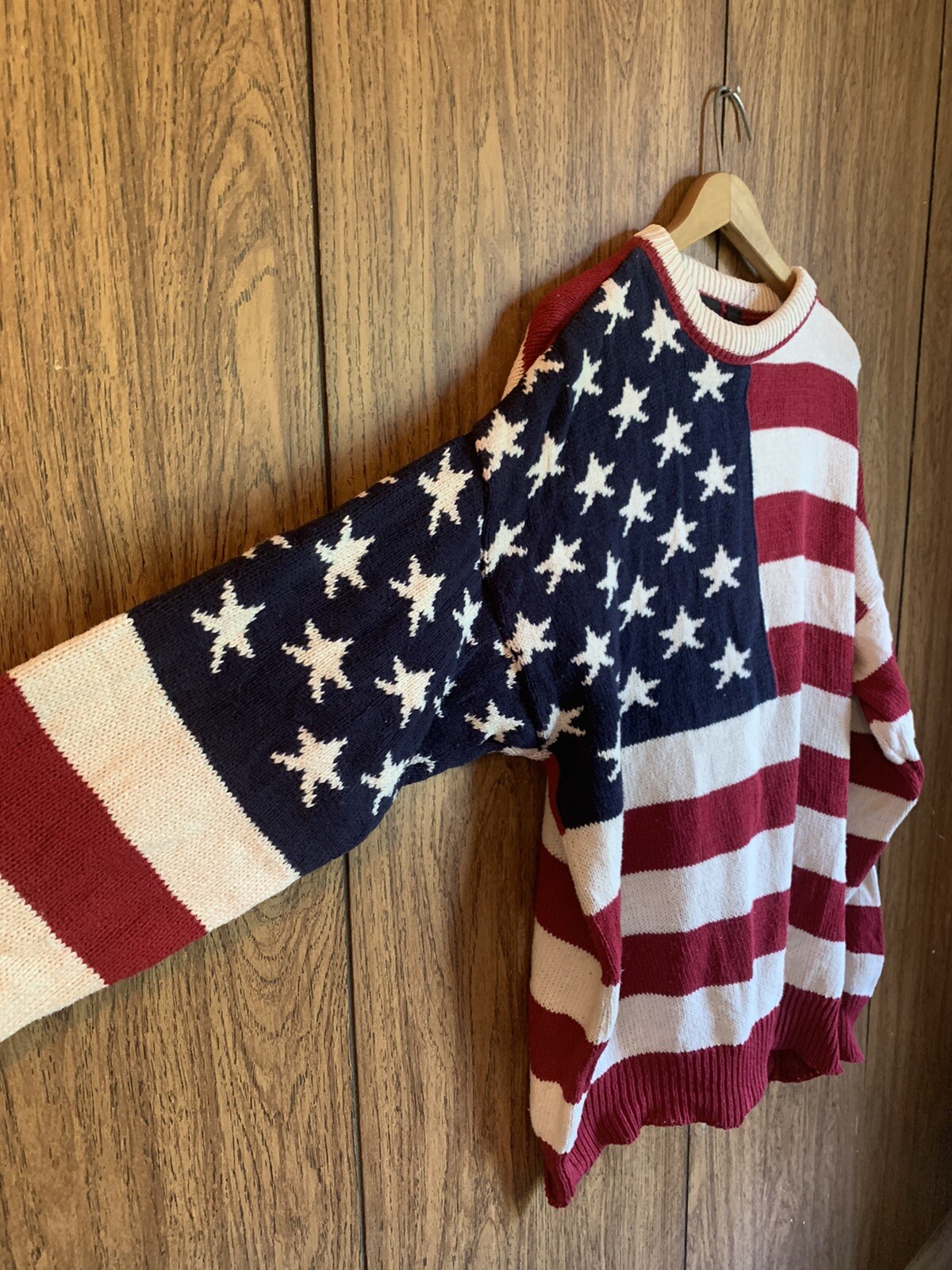 Vintage Structure American Flag Sweater Cotton Stripe… - Gem