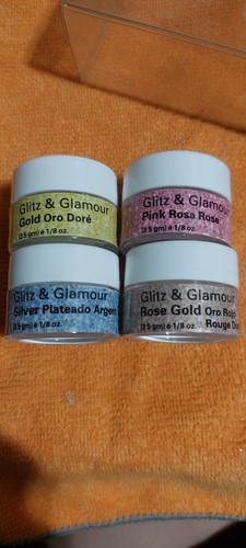 BOX OF 4 DIFFERENT GLITZ AND GLAMOR COLOR GLITTER ACRLIC POWDERS | eBay