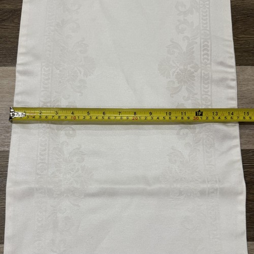 Vtg Elegant Waterford Damask Table Runner 14.5”x86” Tassels White ...