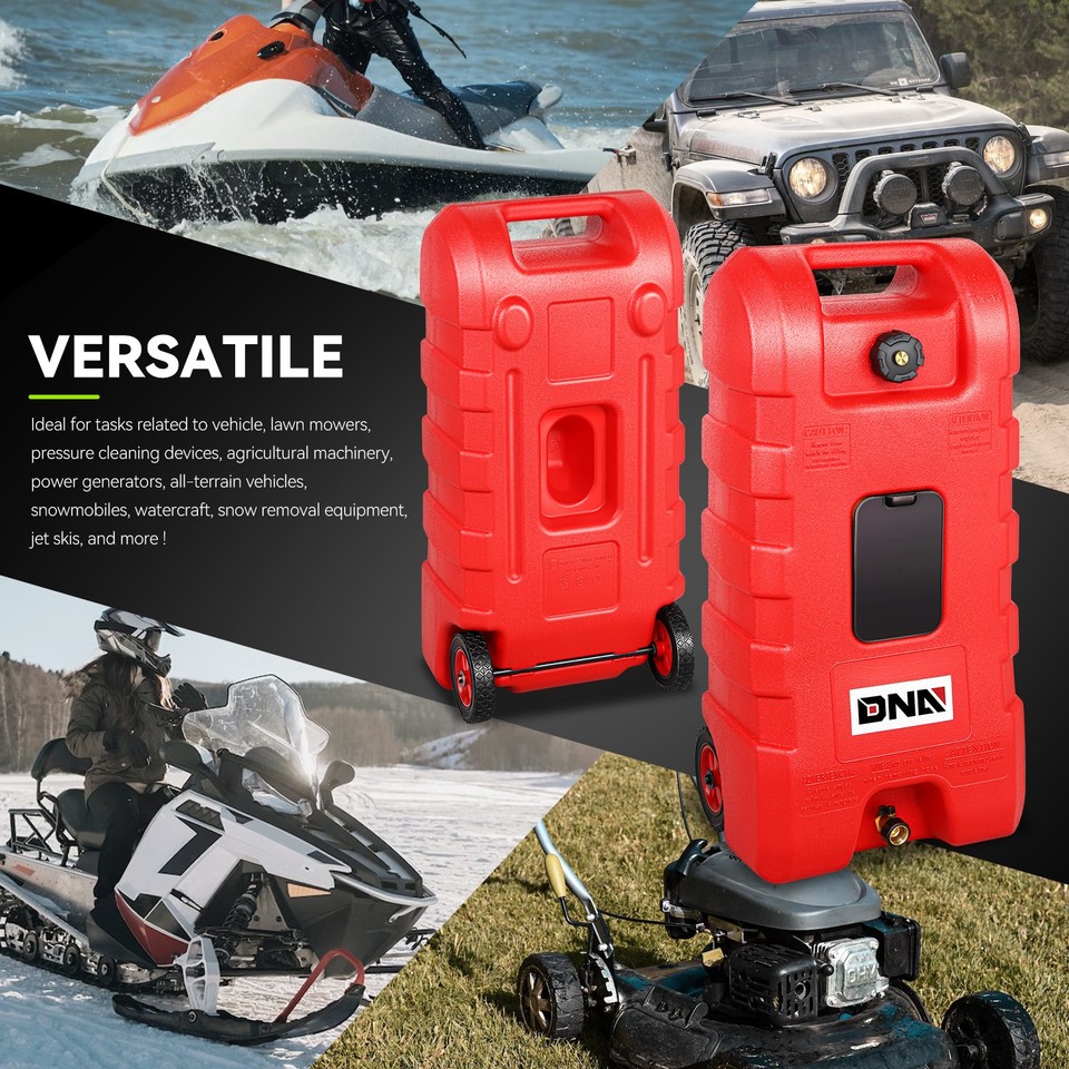 58L Portable Fuel Tank Container w/ Wheels for Gasoline Diesel Light ...