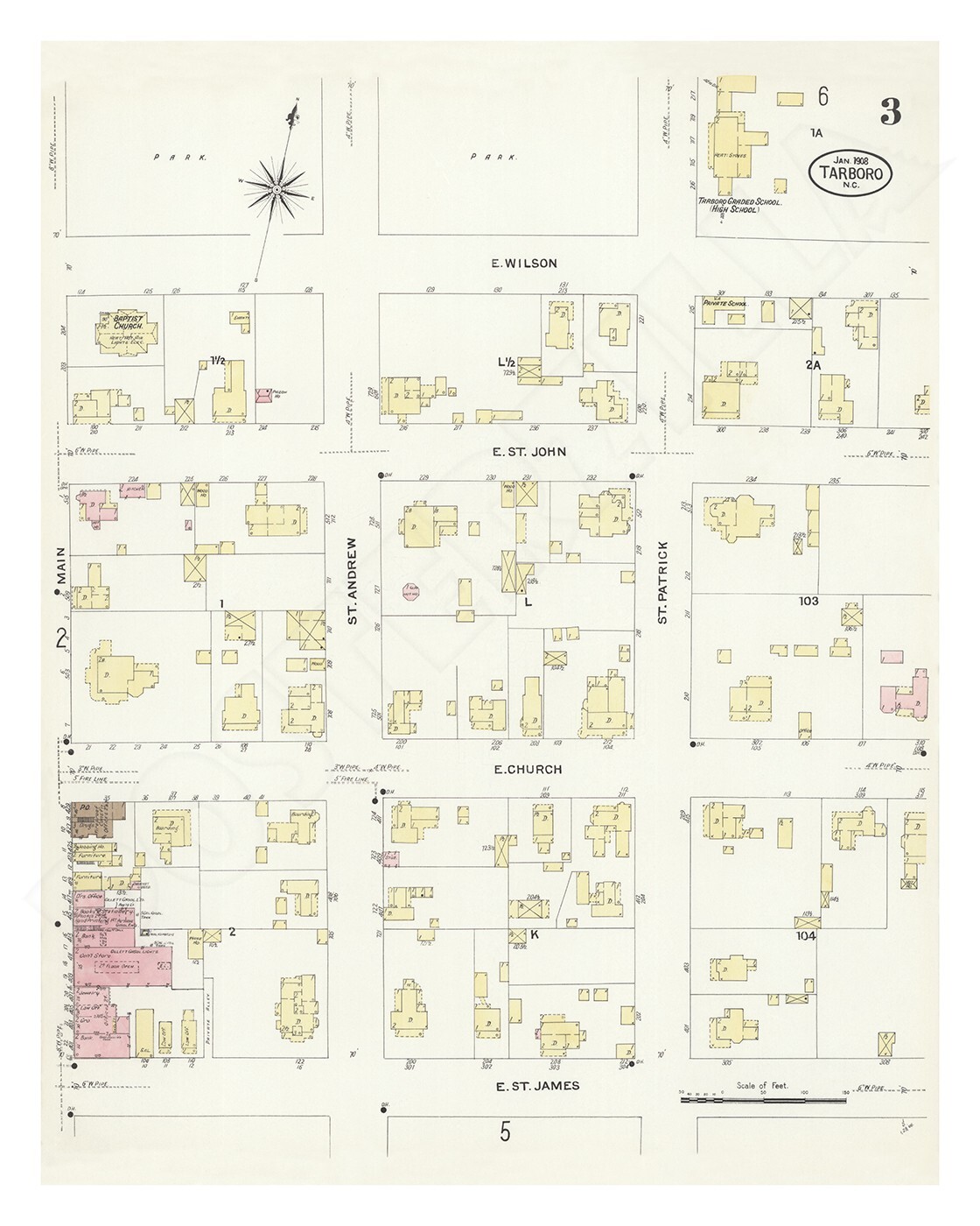 Tarboro NC #1-9: 1908 Sanborn Insurance Maps - Set of 9 - Detailed Map/ Poster | eBay