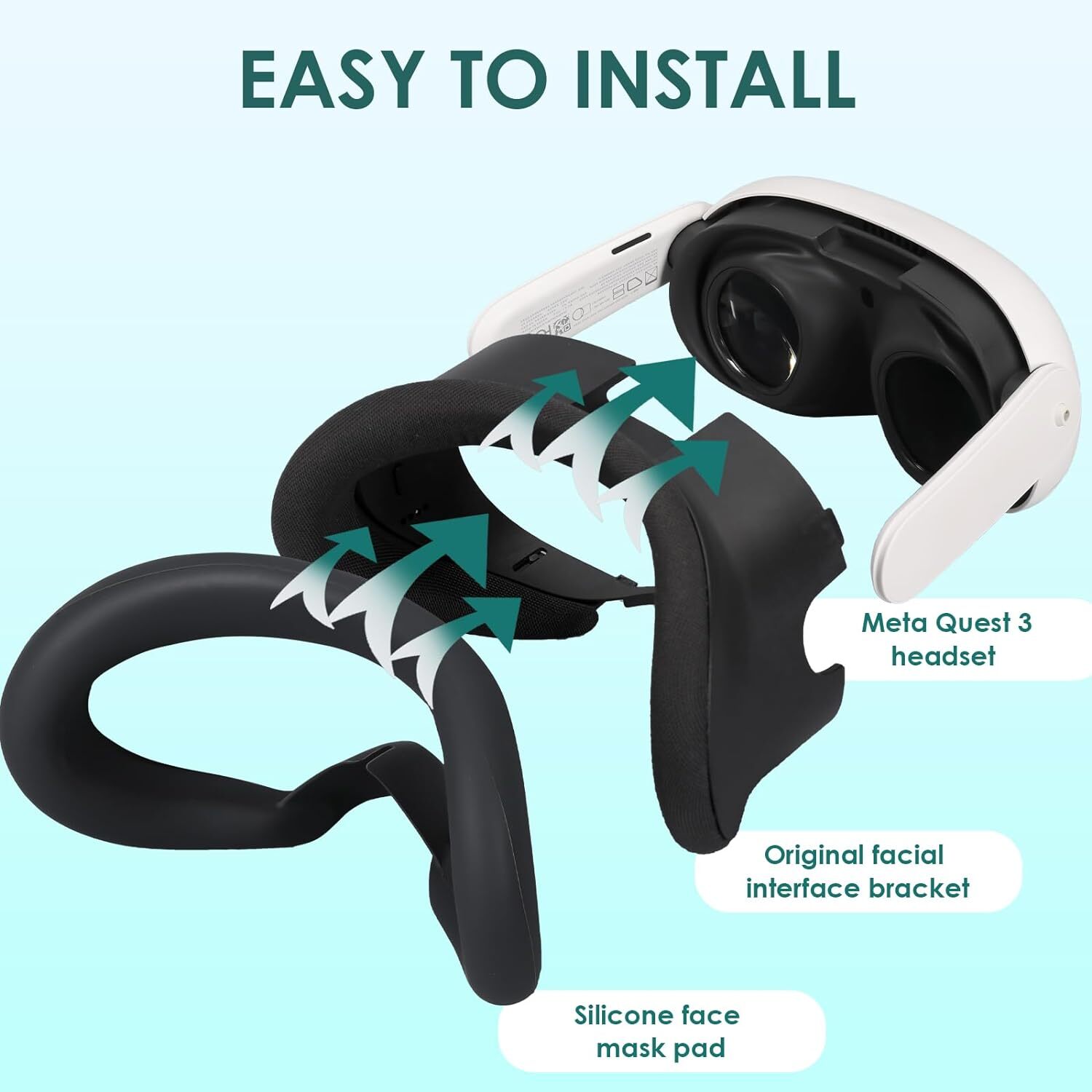 For Meta Quest 3 VR Headset Silicone Face Eye Mask & Handle Grip Cover ...