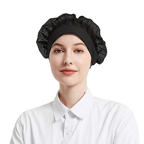 6 Pack Adjustable Chef Cap Mesh Cooking One Size Black Elastic ...