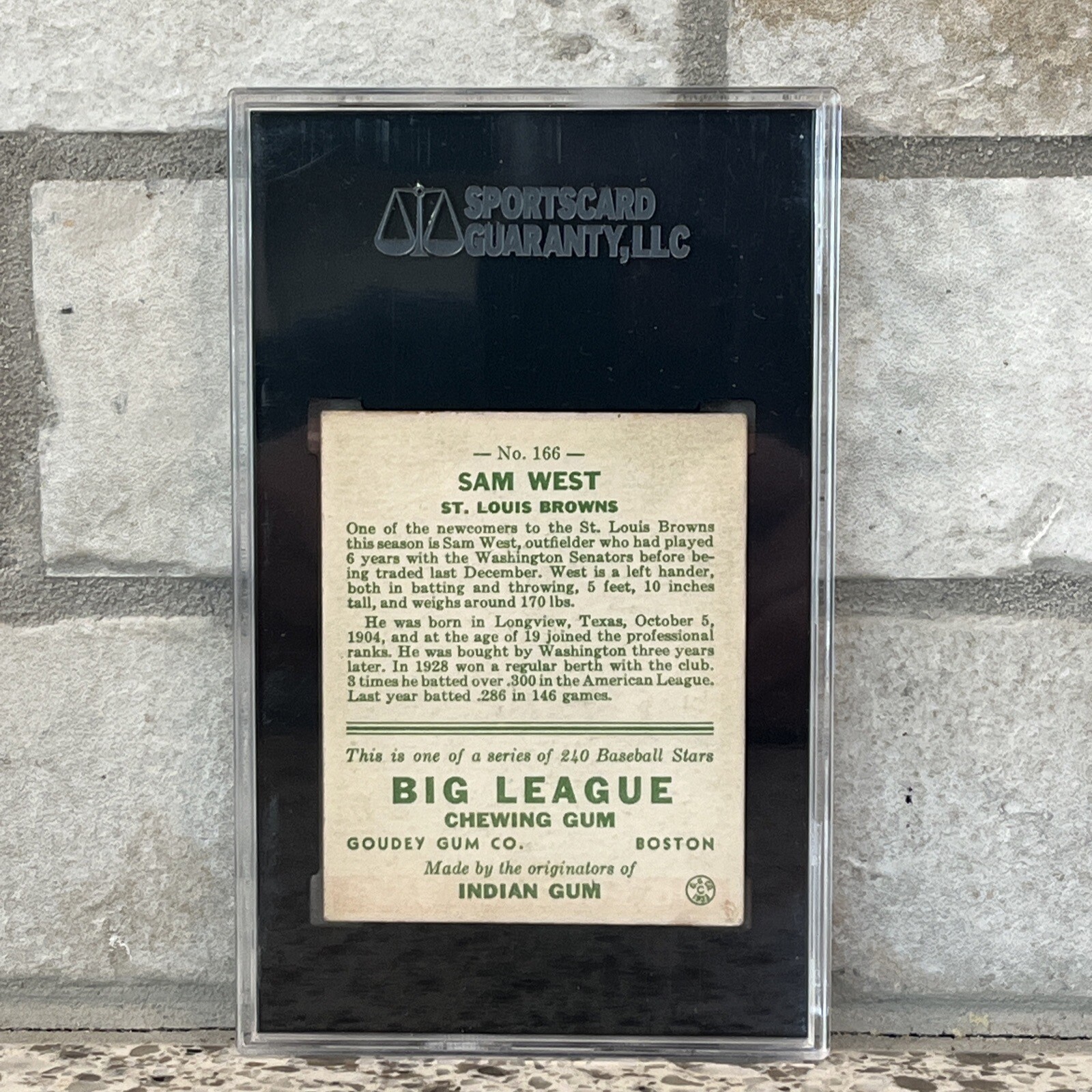 1933+Goudey+Big+League+Chewing+Gum+-+R319+%23166+Sam+West+%28RC%29 for ...