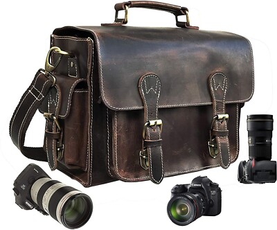 Camera Bag Genuine Leather New Vintage Shoulder for Canon Nikon SLR ...