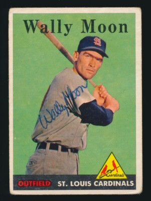 1958 Topps -#210 WALLY MOON (St Louis Cardinals) *AUTOGRAPHED* d.2018 ...