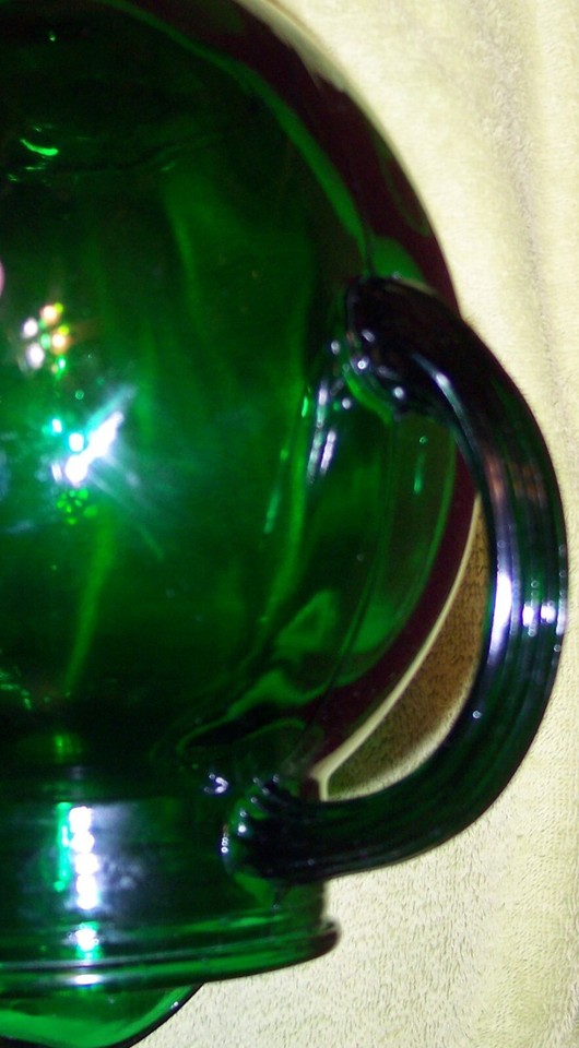 Vintage Anchor Hocking Forest Green Roly Poly 96 ounce Glass Pitcher 9 ...