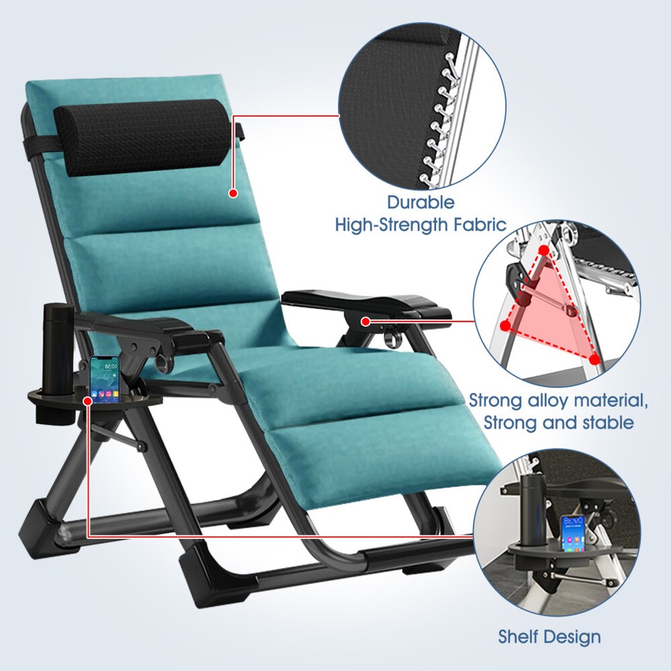 Zero Gravity Chair Foldable Lounge Chair W/ Cup Holder, Headrest ...