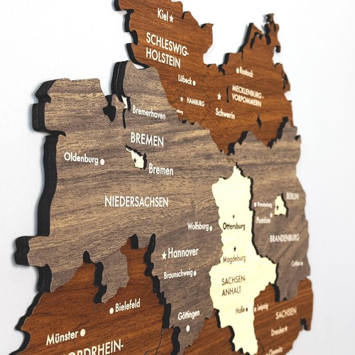 Deutschland Map Wood Wall Art Home Office Decor Germany Wall Map German ...