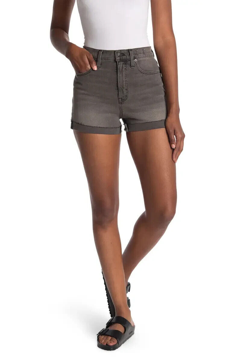 NEW Madewell High Rise Cuffed Denim Shorts Gray Slater Wash M5774 Size ...