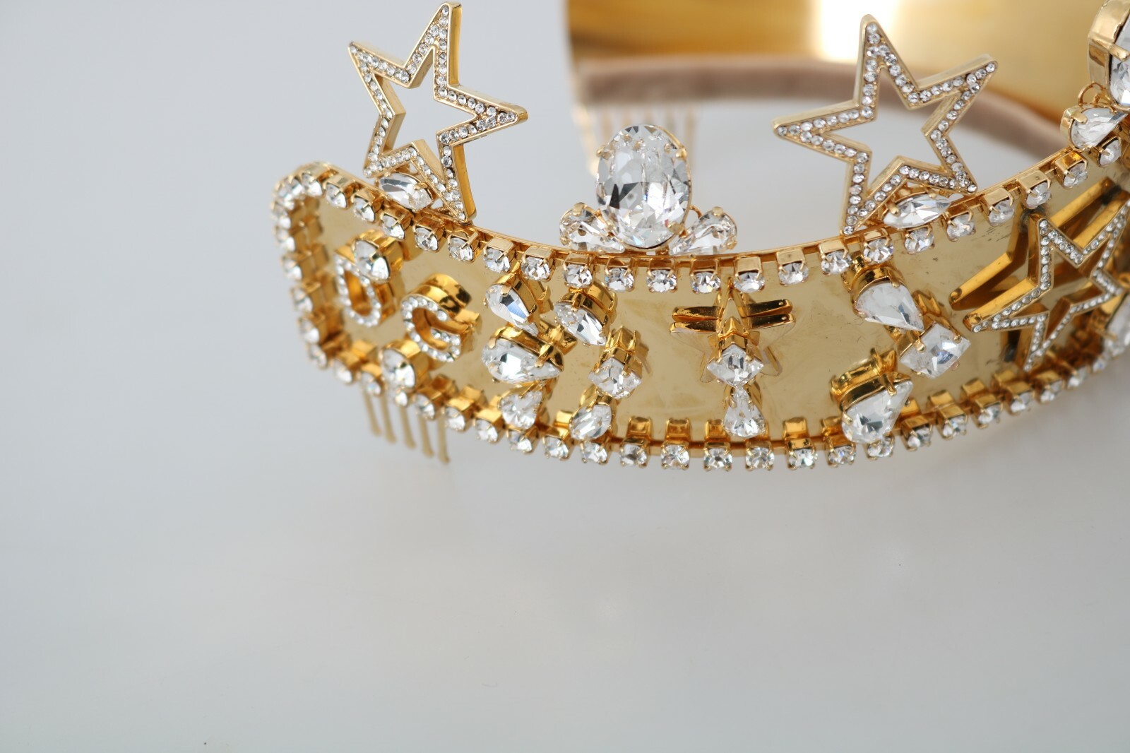 DOLCE & GABBANA Tiara Gold Crystal Star STRASS Crown Logo Diadem RRP ...