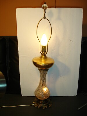 FENTON Charleton GLASS Crystal Latticed Roses & Circles TABLE LAMP GWTW ...