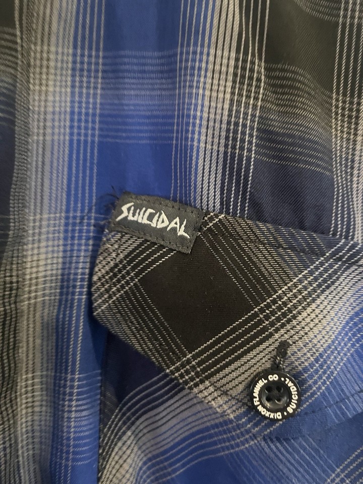 Dixxon Suicidal Tendencies Short Sleeve Flannel Shirt Mens Large Blue ...