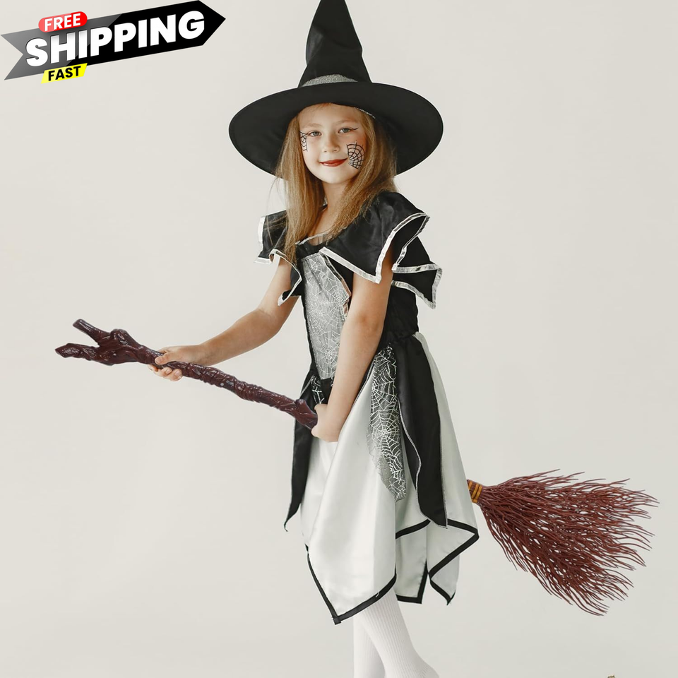 Spooktacular Creations Halloween Witch Vine-Patterned Broom Brown Cane ...