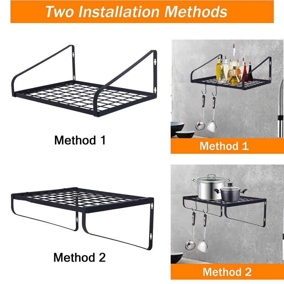 and Pan Hanger Wall Mounted Pots and Pan Hanging Rack with 8 Hooks for ...
