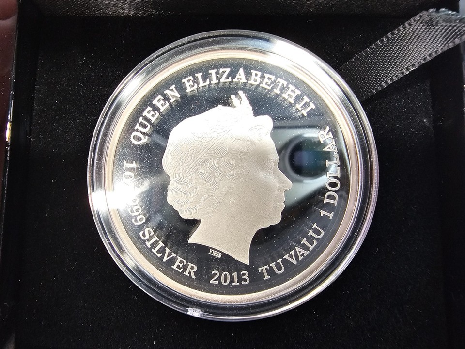 2013 Tuvalu 1 oz .999 Silver Frilled Neck Lizard Proof Coin Perth Mint ...