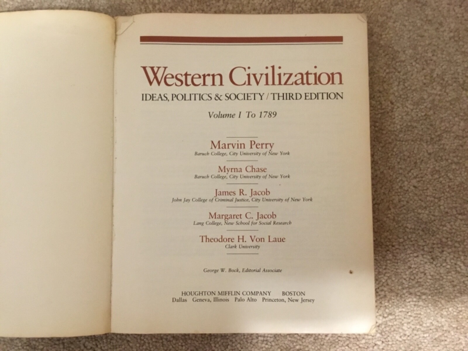 Western Civilization:Ideas,Politics & Society 3rd Ed.Perry,Chase,Jacob ...