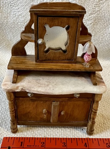 Antique Wooden Marble Top Cupboard Miniature For Dollhouse Toy Mini | eBay