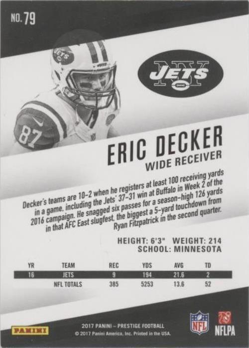 2017 Panini Prestige Eric Decker #79 for sale | eBay