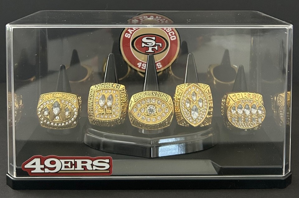 San Francisco 49ers 5 - Superbowl Championship MVP Rings Set w/Display ...