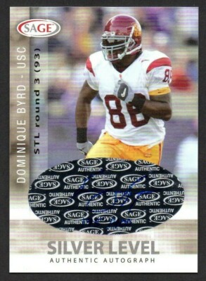 Dominique Byrd autographed Football Card 2006 SAGE Silver Level #A9 195 ...