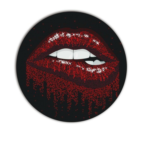 Lip Prints Round Mouse Mat Pad Mice Cushions Non-Slip Desk Mat for Home ...