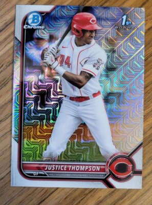 2022 Bowman Baseball Chrome Justice Thompson Mojo Refractor Rookie Card ...